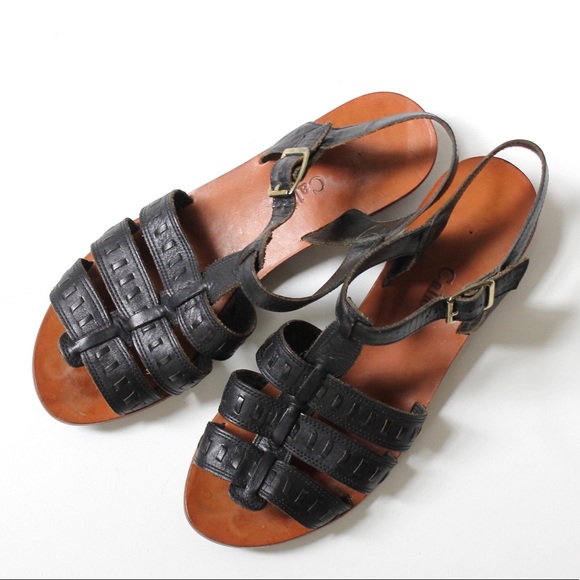 Calico | Shoes | Vintage Black Leather Fisherman Gladiator Sandals 6 ...
